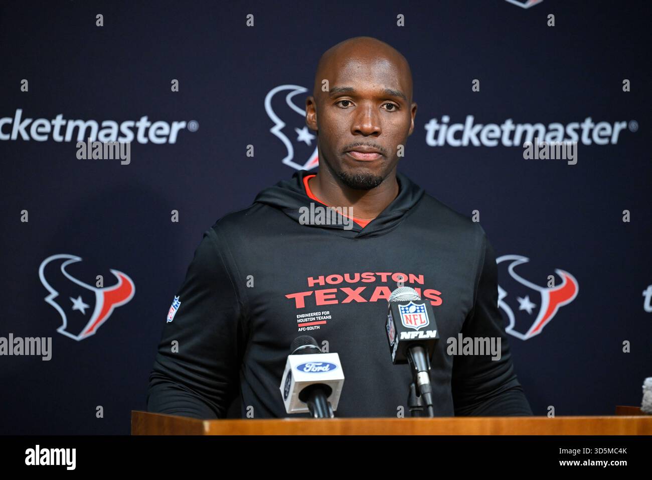 Houston Texans head coach DeMeco Ryans appears in a press conference ...