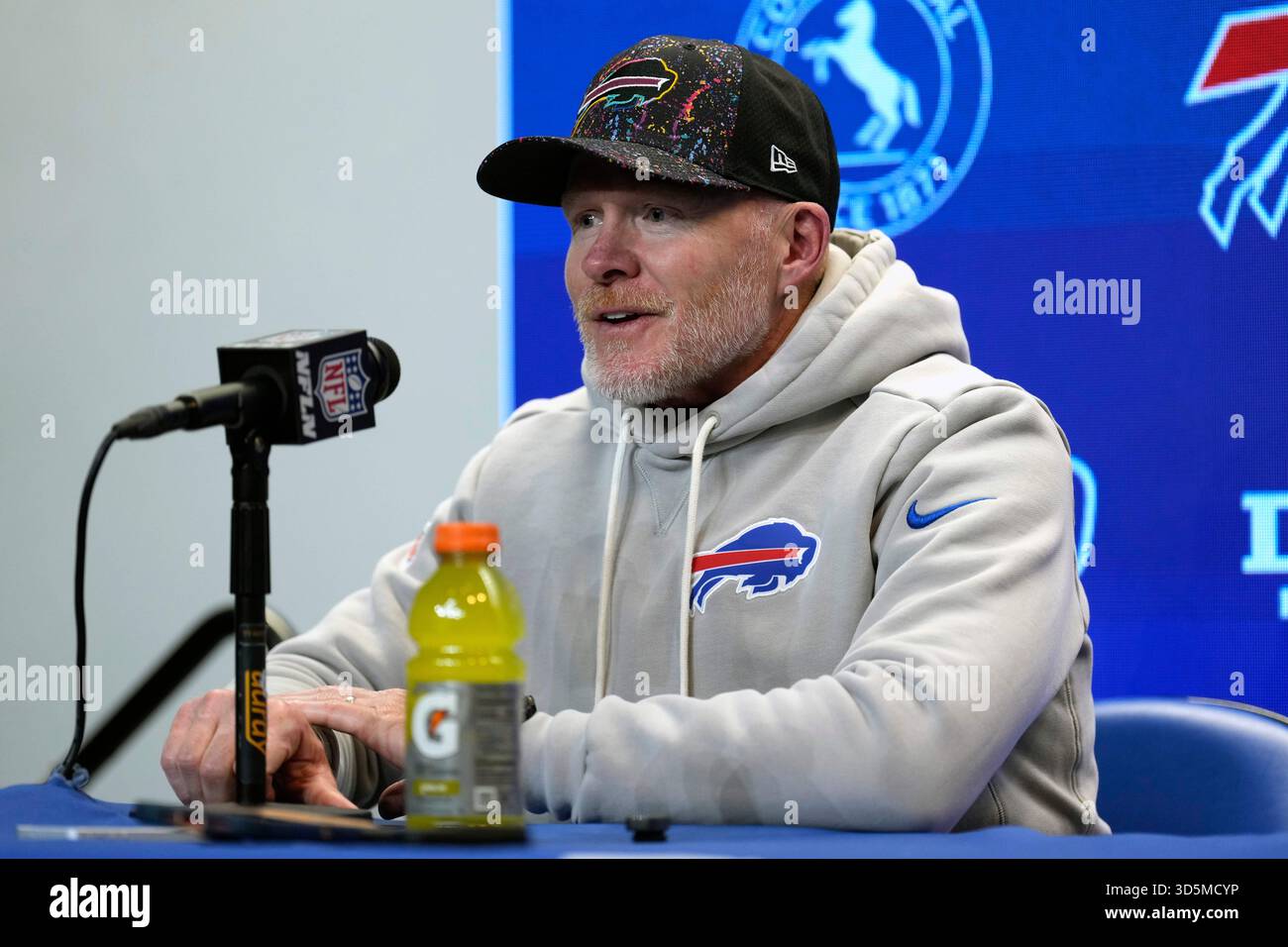 Buffalo Bills head coach Sean McDermott speaks during a news conference ...