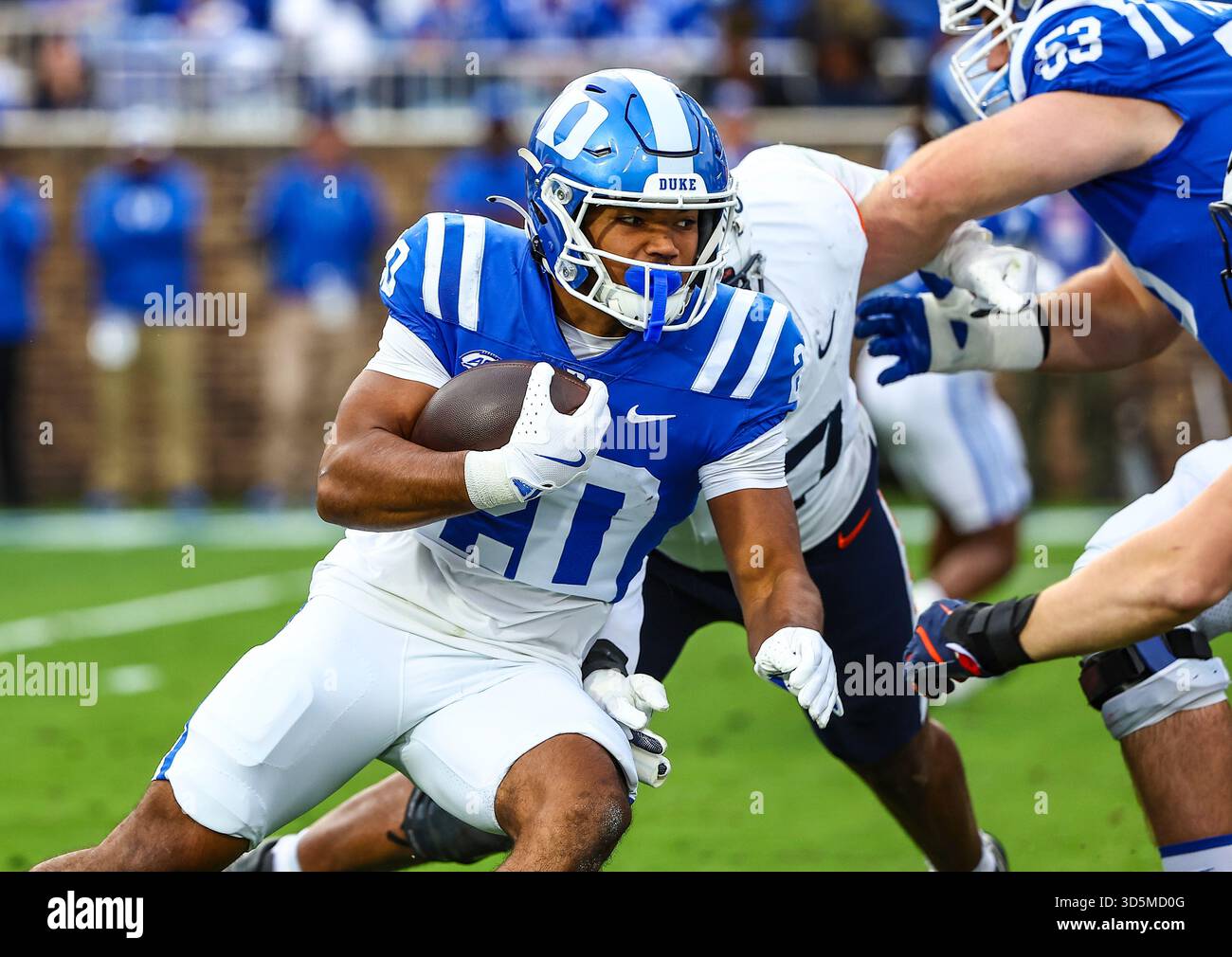 November 1, 2025: Duke University running back Nate Sheppard (20) runs ...