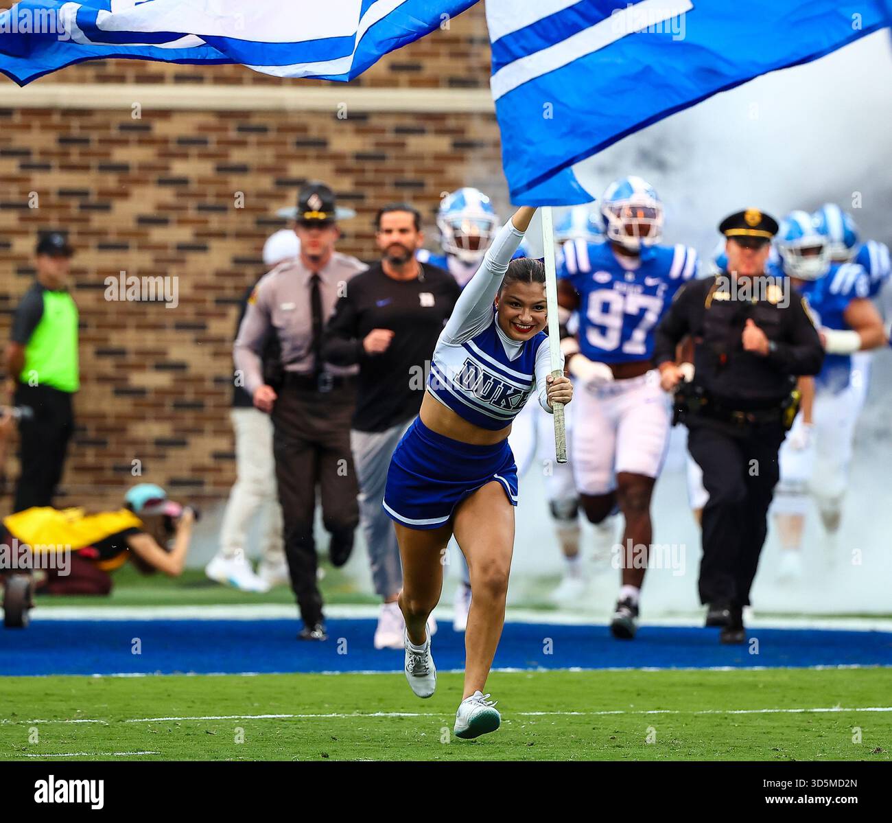 November 1, 2025: Duke cheer team ahead of team taking field. NCAA ...