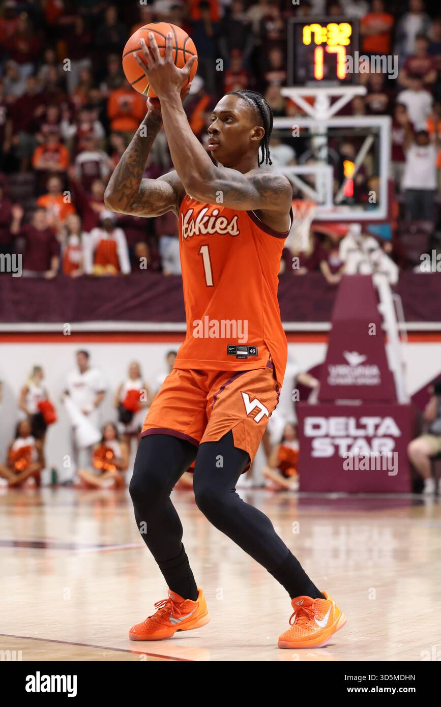 November 16, 2025: Virginia Tech Hokies forward Tobi Lawal (1) shoots a ...