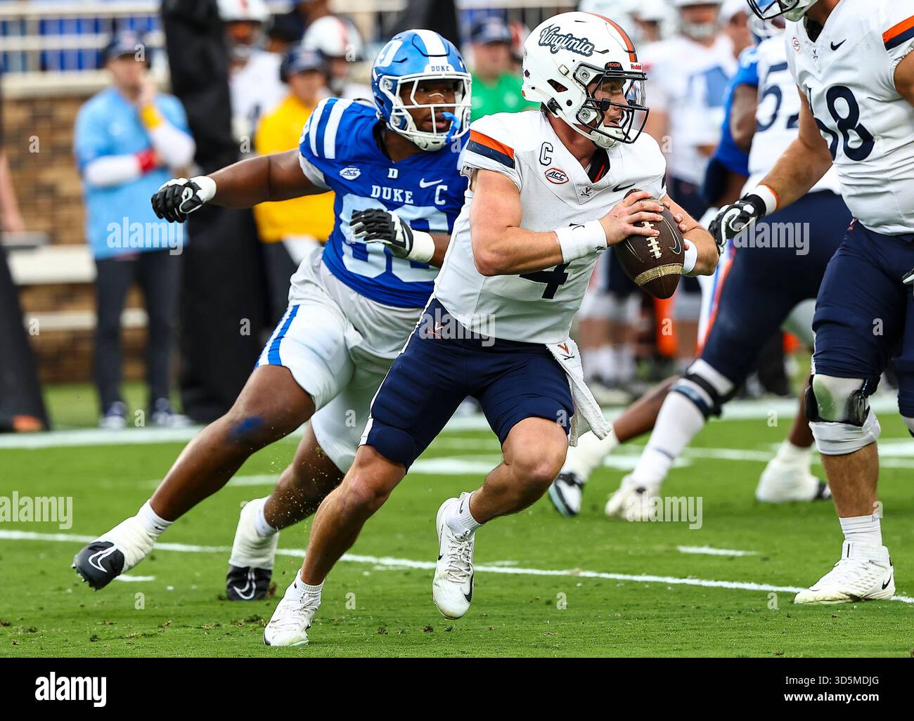 November 1, 2025: Virginia quarterback Chandler Morris (4) dodges ...