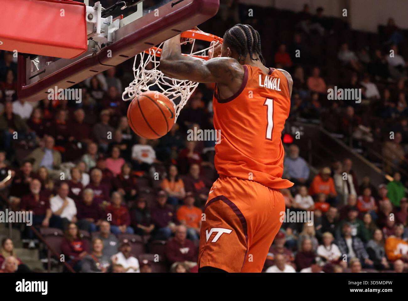 November 16, 2025: Virginia Tech Hokies forward Tobi Lawal (1) makes an ...