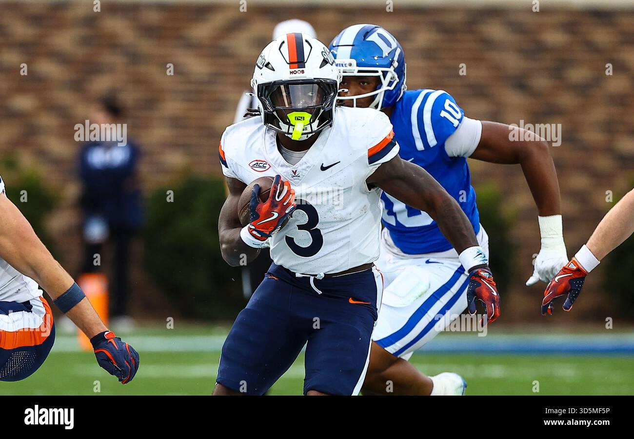 November 1, 2025: Virginia running back J'Mari Taylor (3) runs the ball ...
