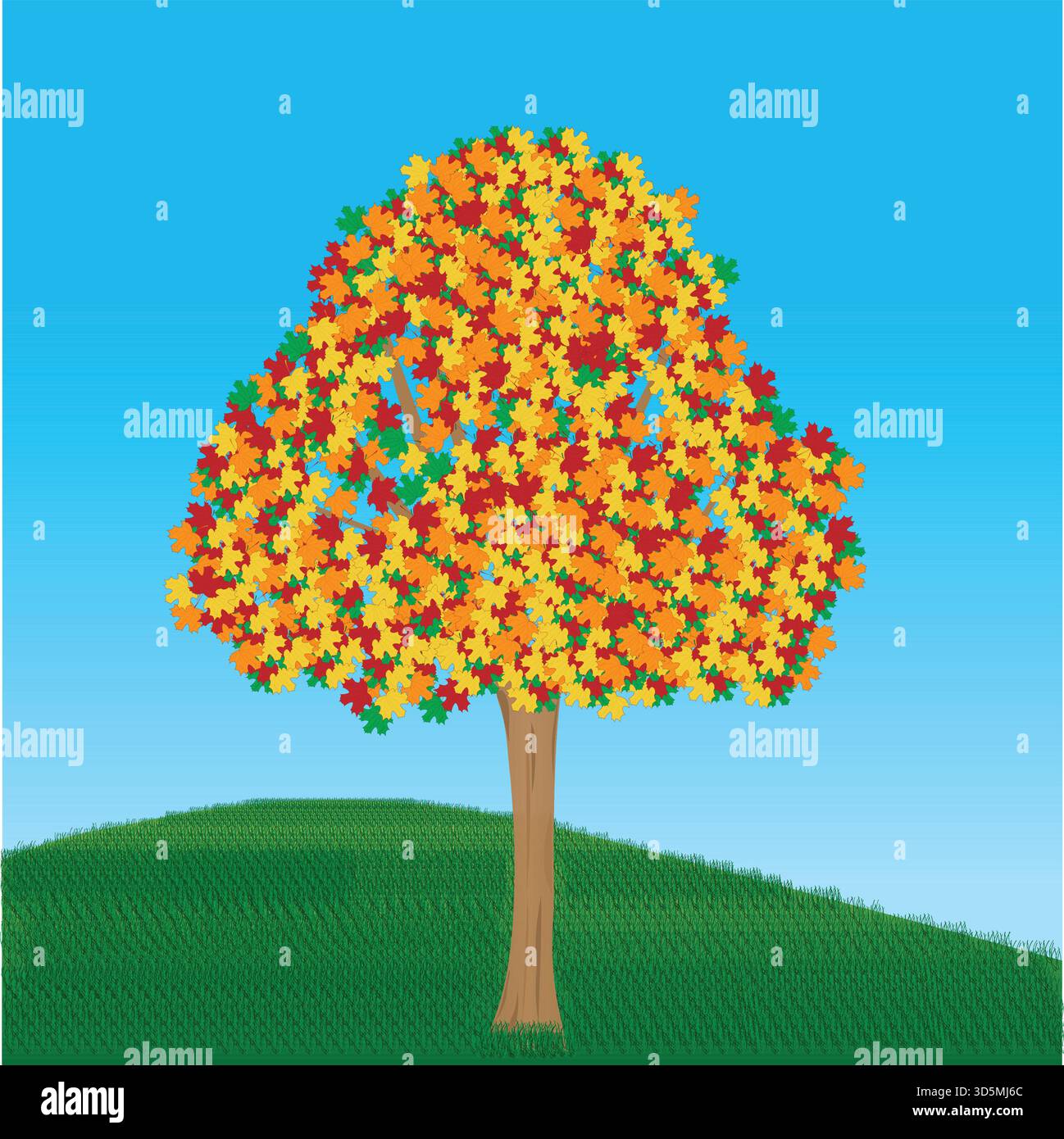 Beautiful tree in field Stock Vector Images - Alamy