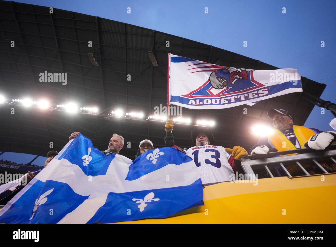 Alouettes fans get in the spirit prior to the Montreal Alouettes taking ...