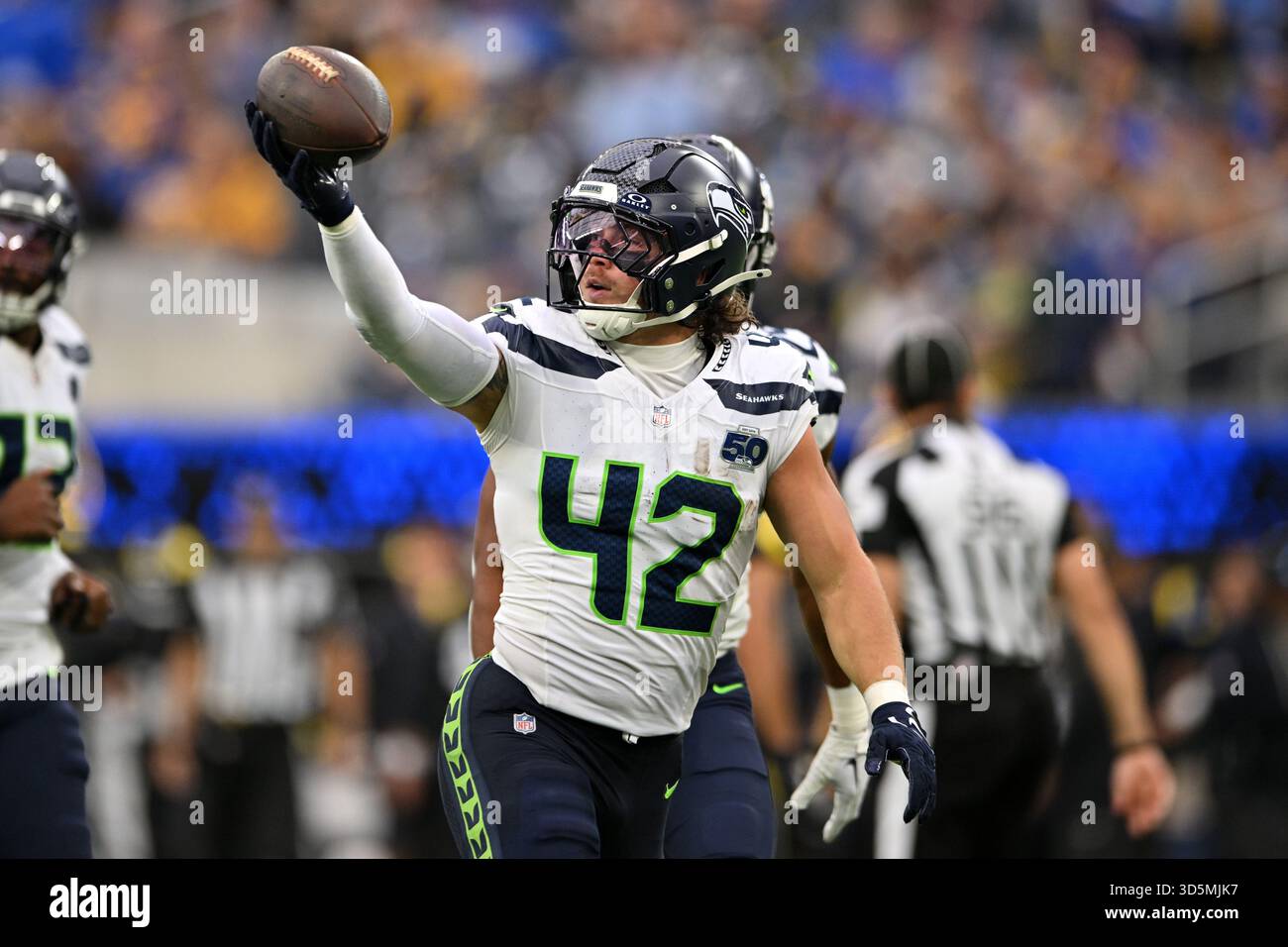 Seattle Seahawks linebacker Drake Thomas celebrates after a turnover ...