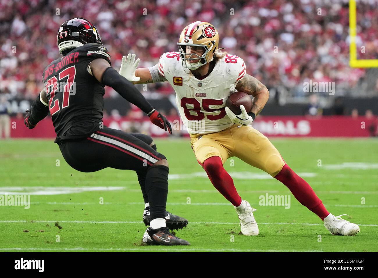 San Francisco 49ers tight end George Kittle (85) runs against Arizona ...