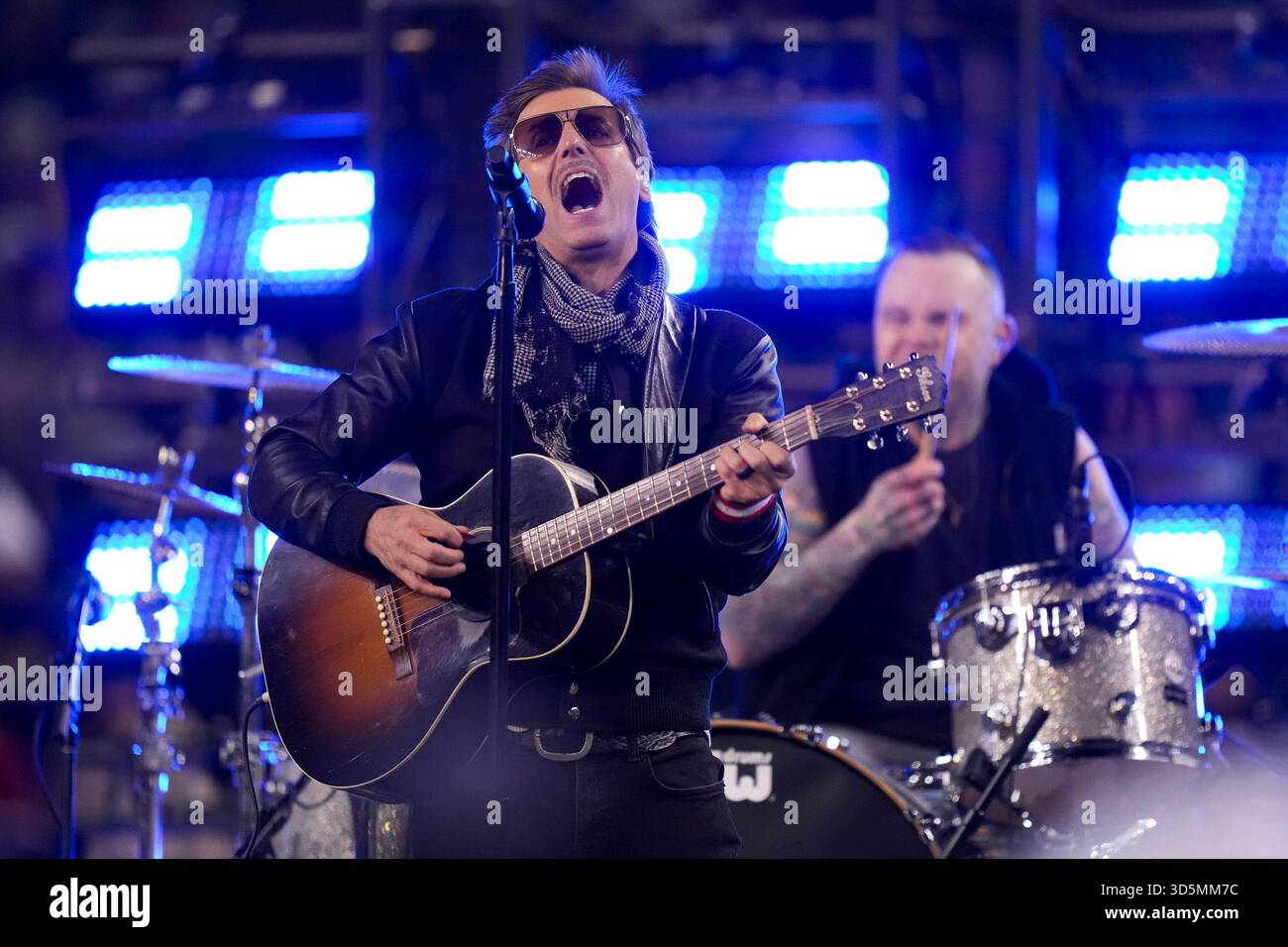 Our Lady Peace lead singer Raine Maida sings prior to the Canadian ...