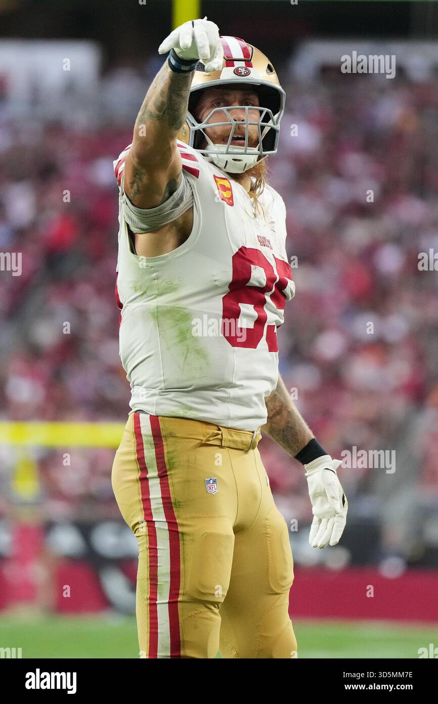 San Francisco 49ers tight end George Kittle (85) reacts during the ...