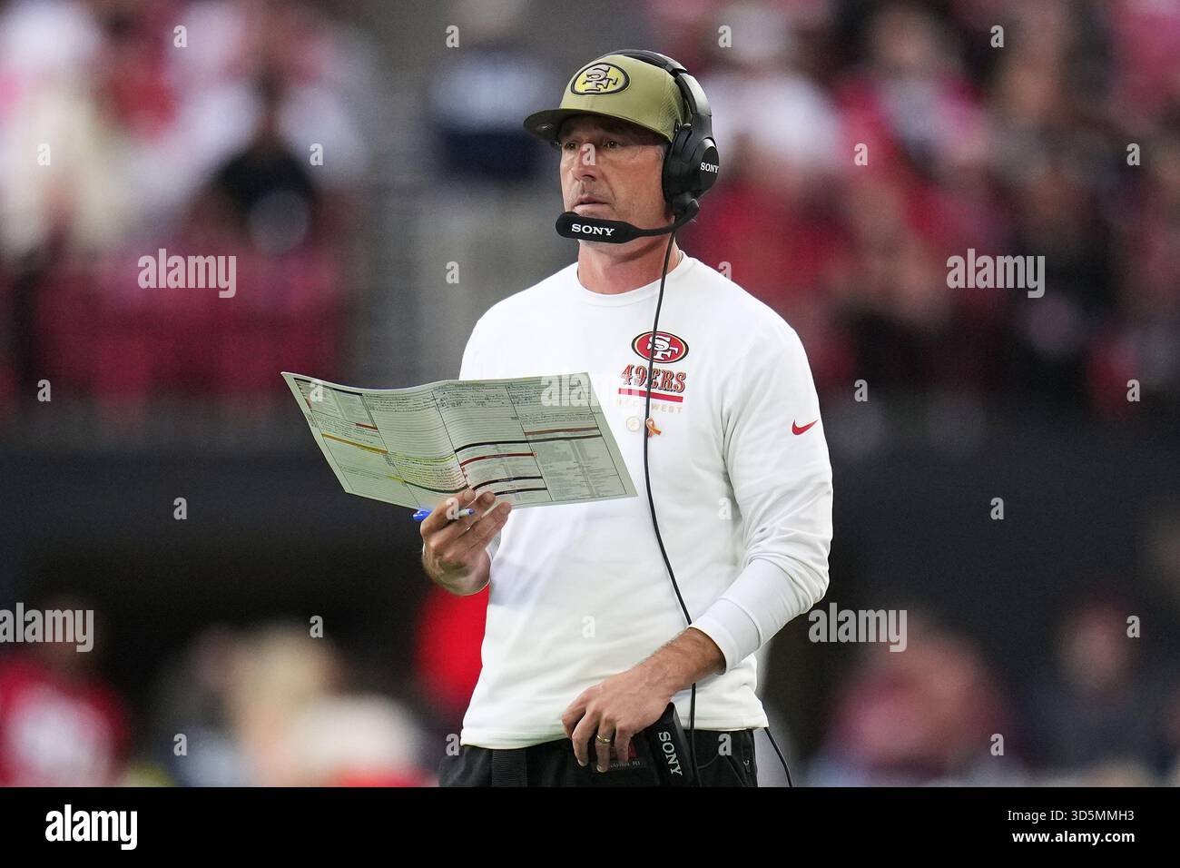 San Francisco 49ers head coach Kyle Shanahan watches from the sideline ...