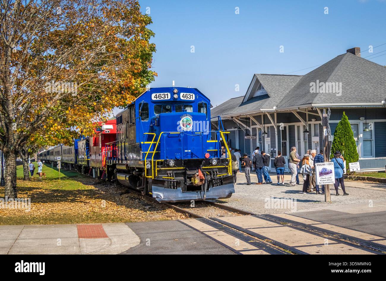 People waiting to board the The Blue Ridge Scenic Railway train at the ...