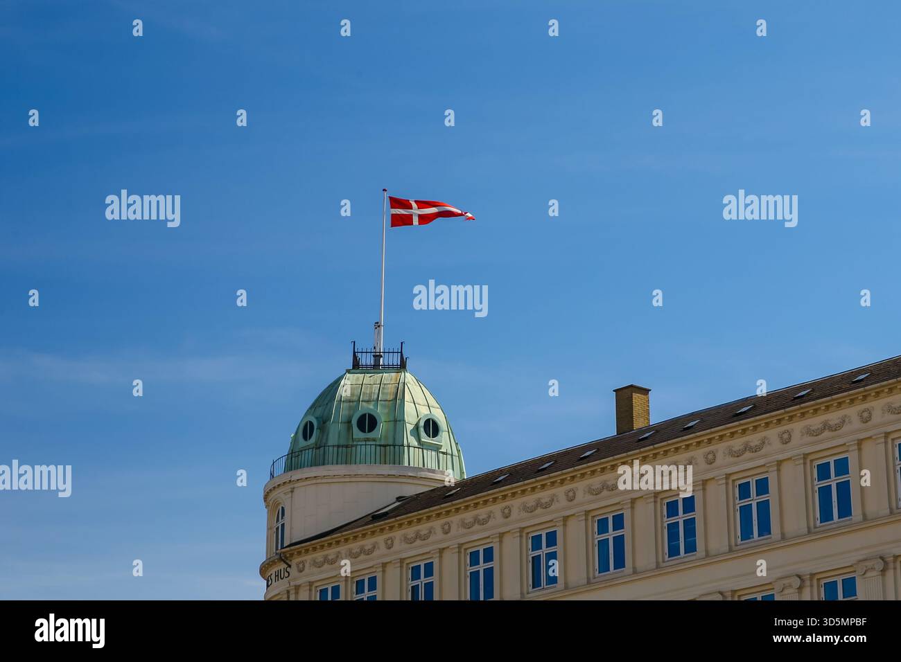 Danish flag flying above hi-res stock photography and images - Alamy
