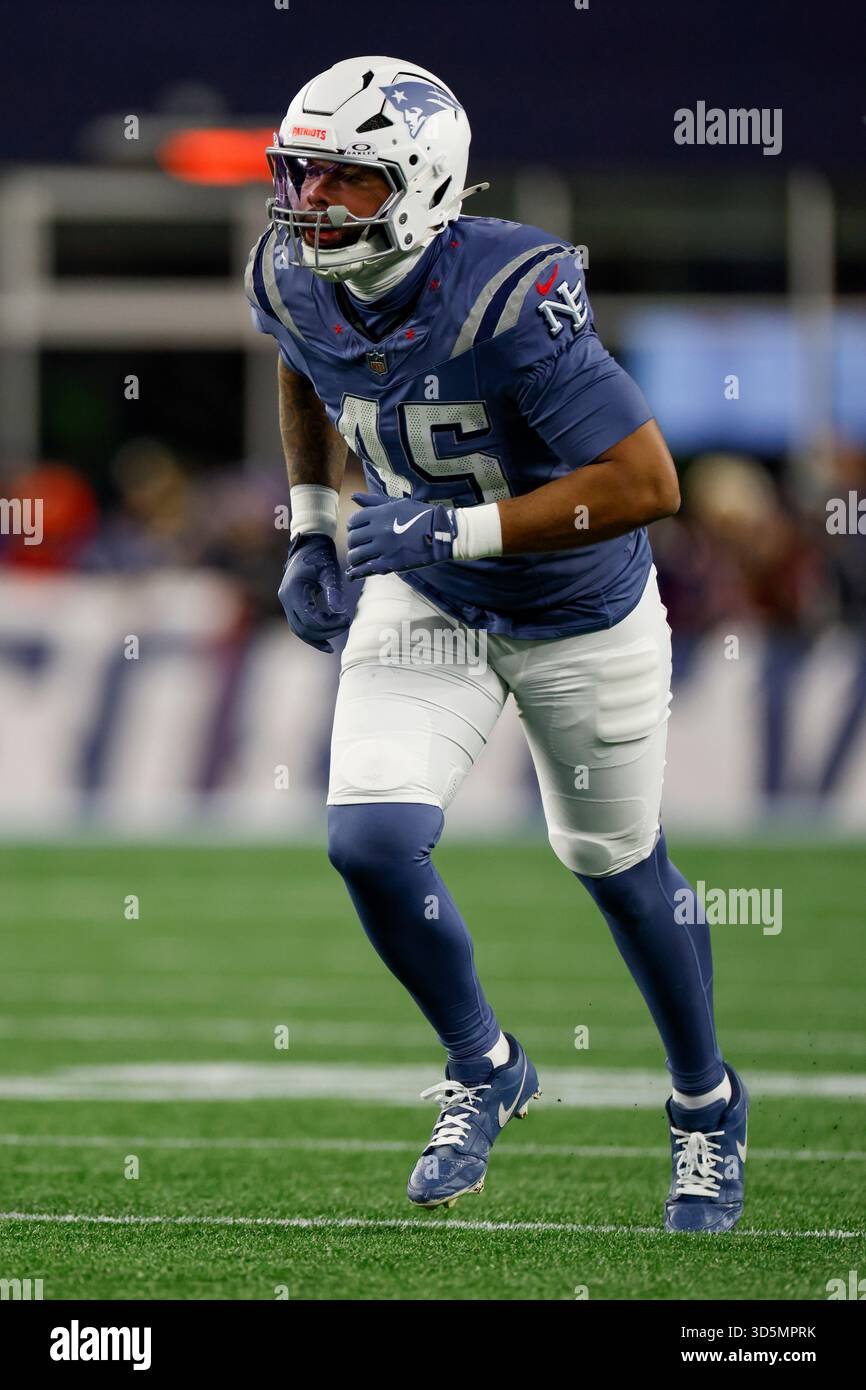 New England Patriots linebacker Caleb Murphy (45) rushes during the ...
