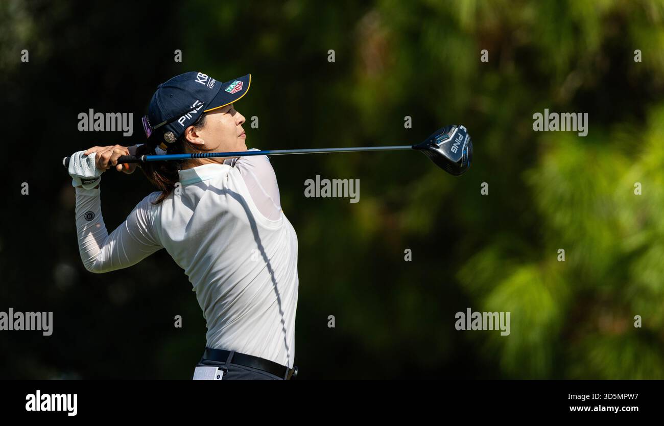 In Gee Chun tees off from the second hole during the final round of The ...
