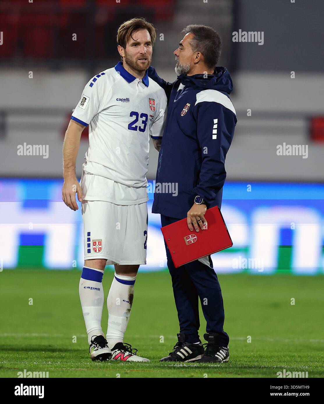 Leskovac, Serbia. 16th Nov, 2025. Serbia's Aleksandar Katai celebrate ...