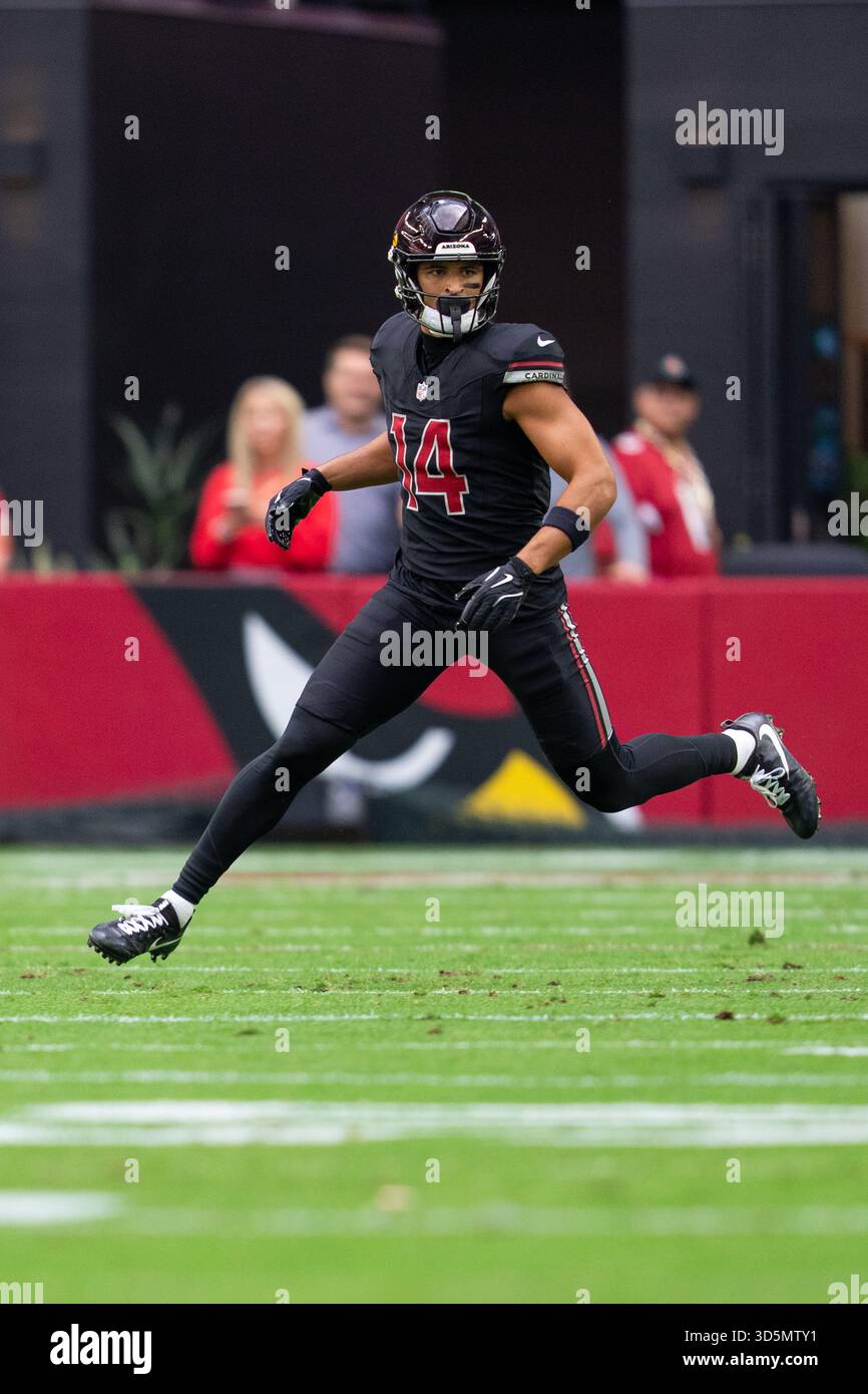 Arizona Cardinals wide receiver Michael Wilson (14) runs during an NFL ...