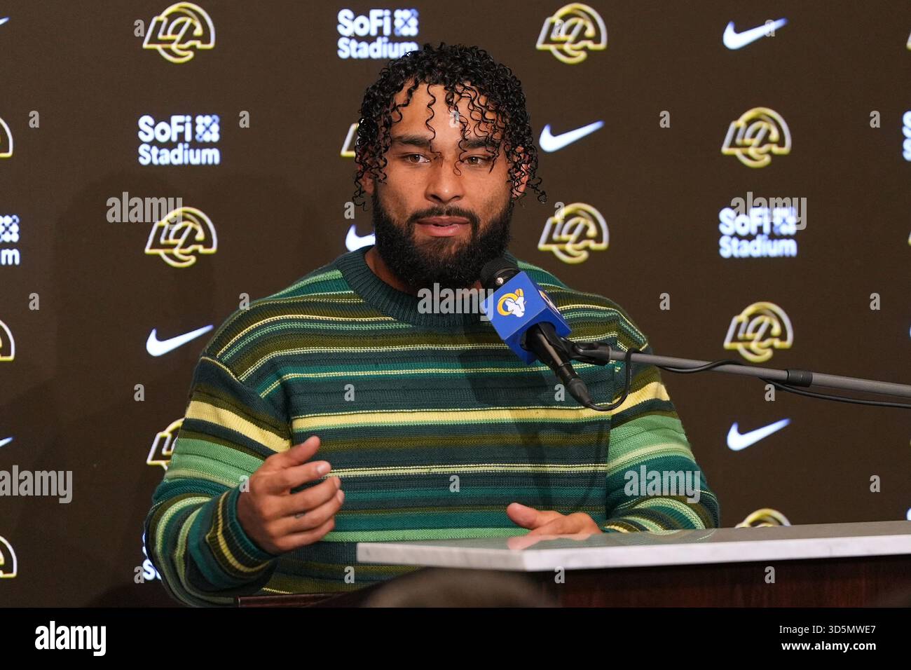 Los Angeles Rams running back Kyren Williams speaks during a news ...