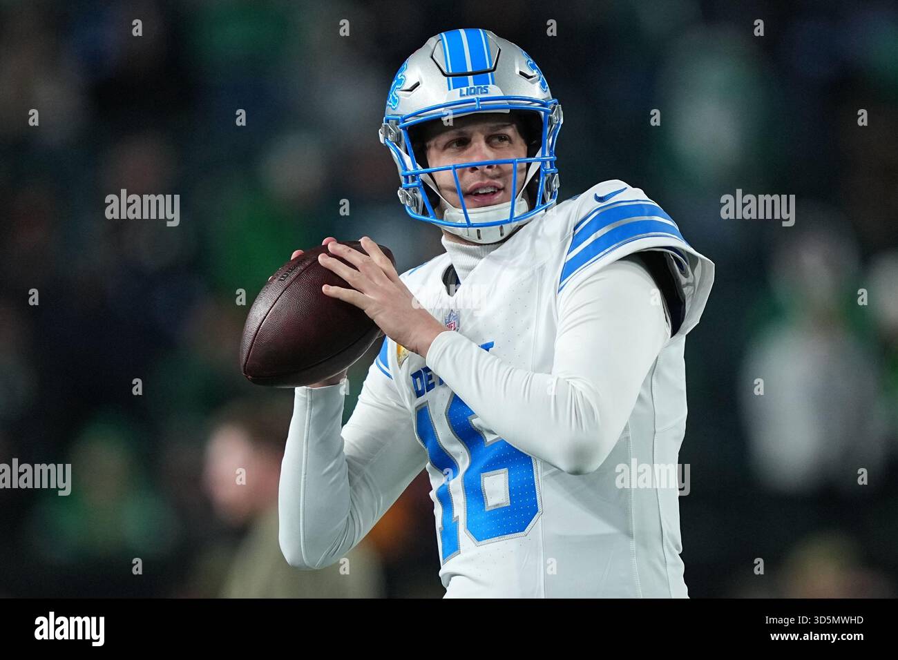 Detroit Lions quarterback Jared Goff warms up before an NFL football ...