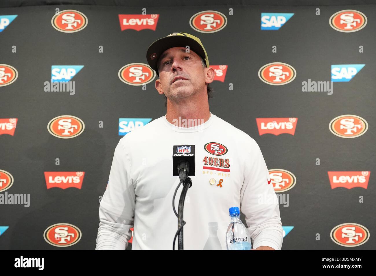 San Francisco 49ers head coach Kyle Shanahan speaks at a news ...