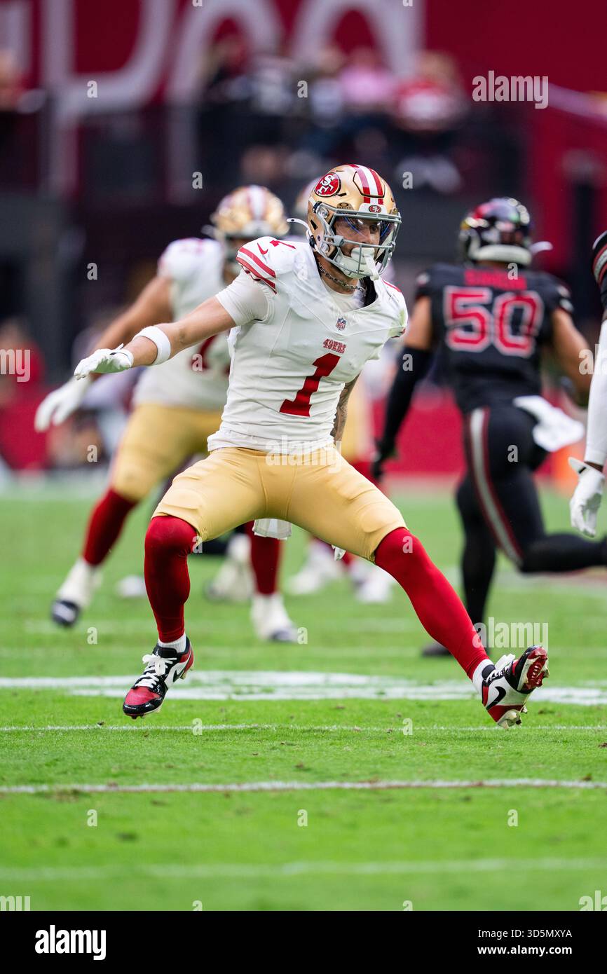 San Francisco 49ers wide receiver Ricky Pearsall (1) runs during an NFL ...