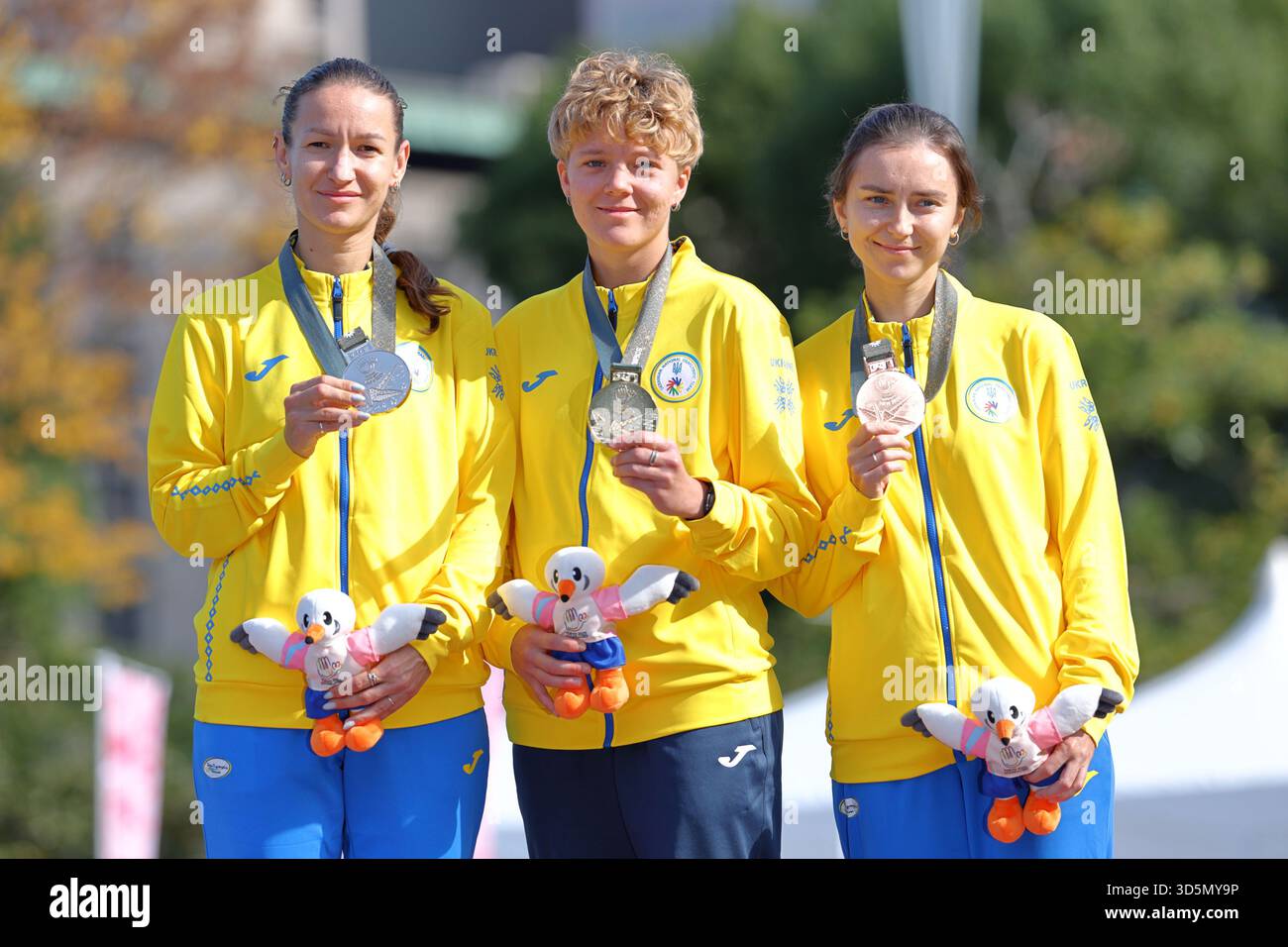 (L-R) Hanna Fedosieieva, Anna Vanasaun, Hanna Androsovych (UKR ...