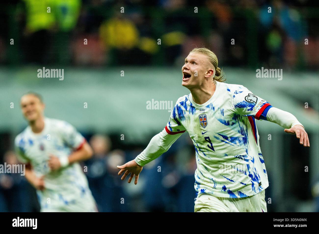 Milan, Italy 20251116. Norway's Erling Braut Haaland celebrates after ...