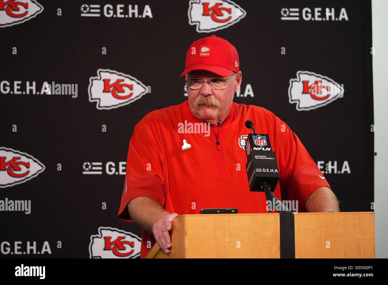 Kansas City Chiefs head coach Andy Reid responds to a question during a ...