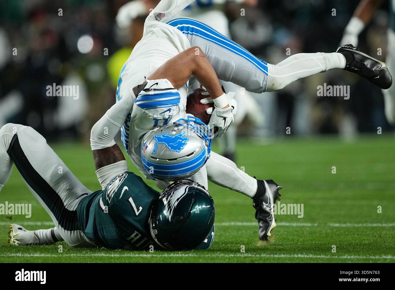Philadelphia Eagles cornerback Kelee Ringo (7) tackles Detroit Lions ...
