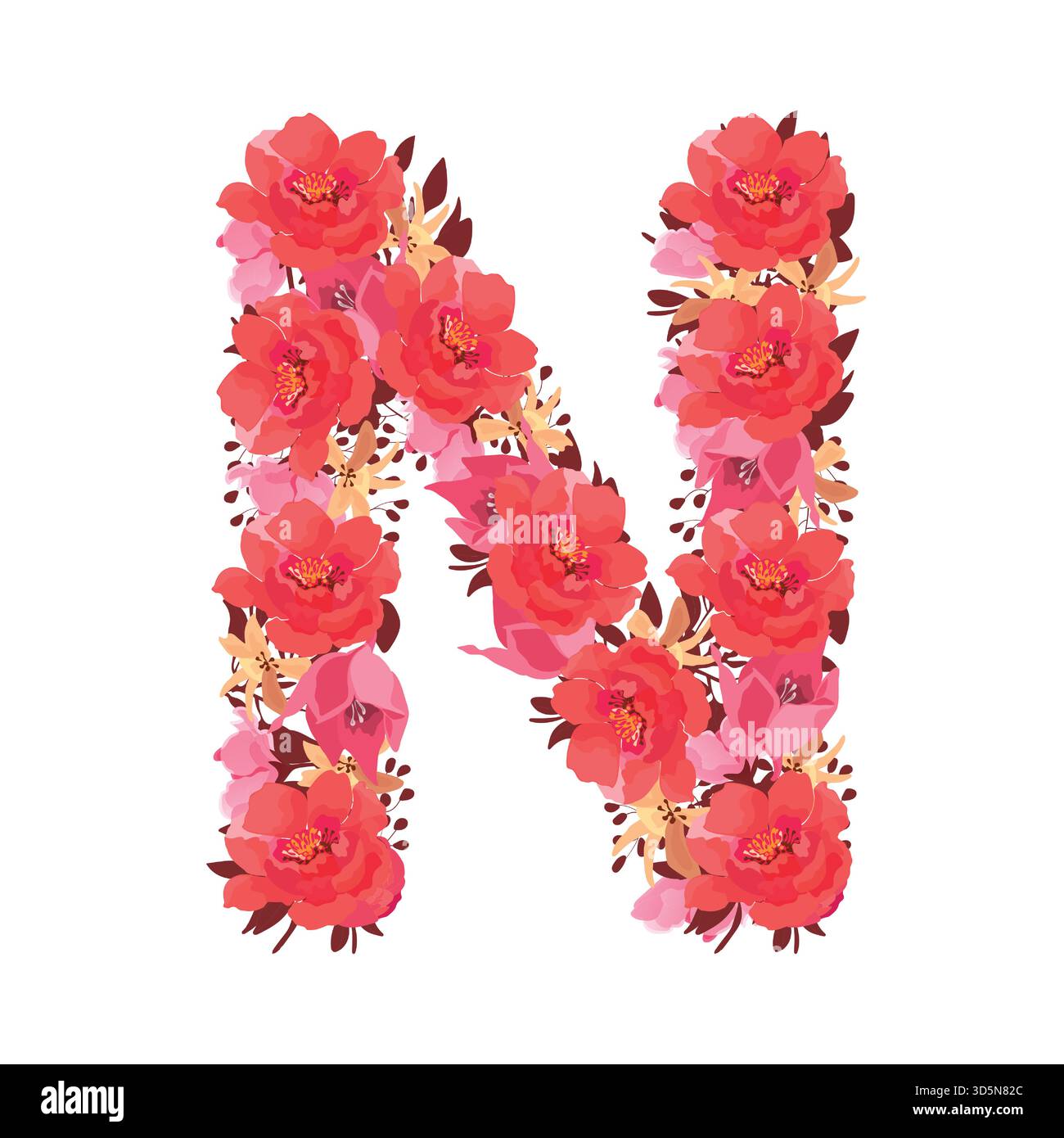Vector floral letter, capital character N Stock Vector Image & Art - Alamy