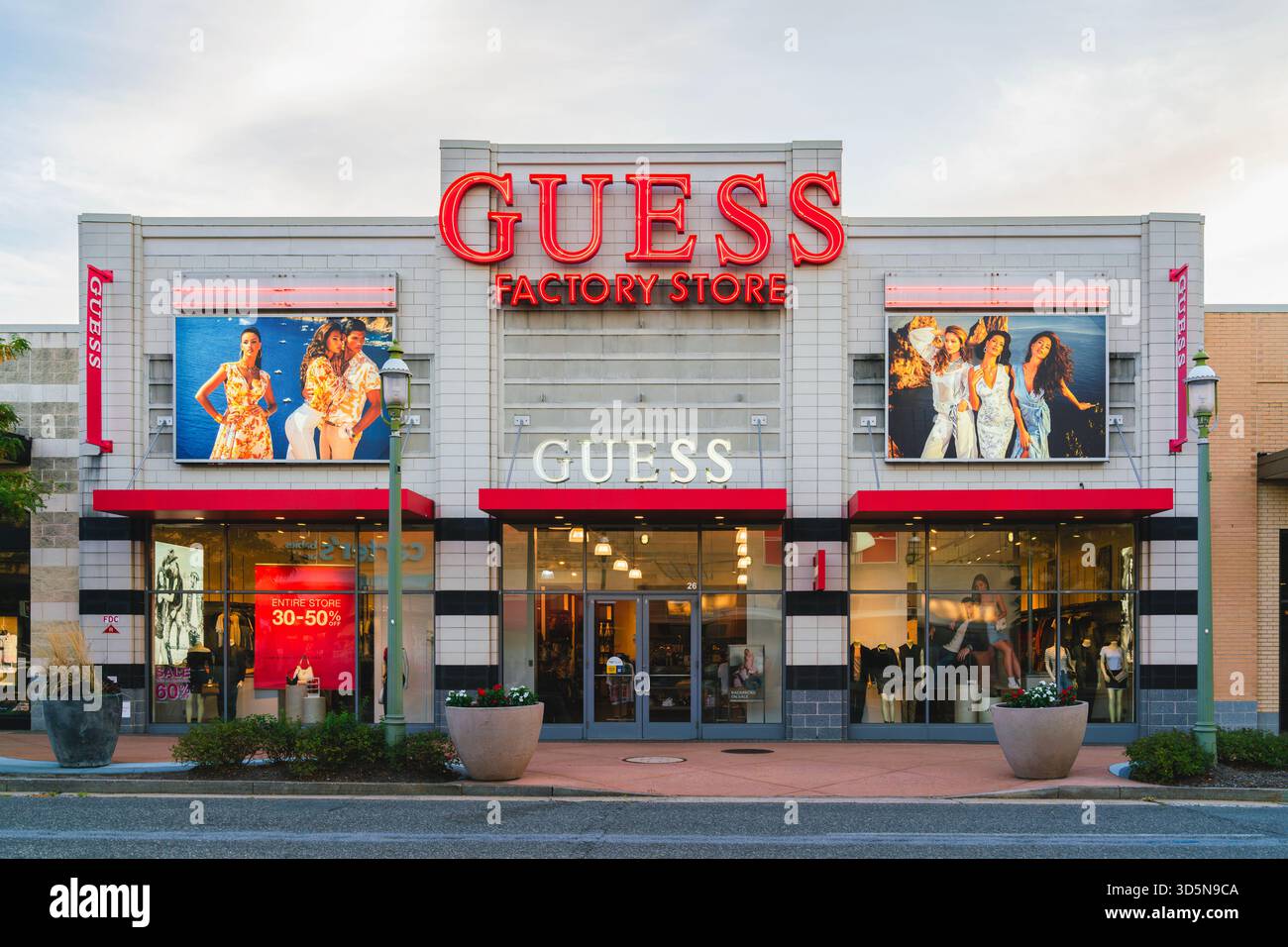 Atlantic City, NJ - Aug 26, 2025: Storefront of Guess Factory, it is ...