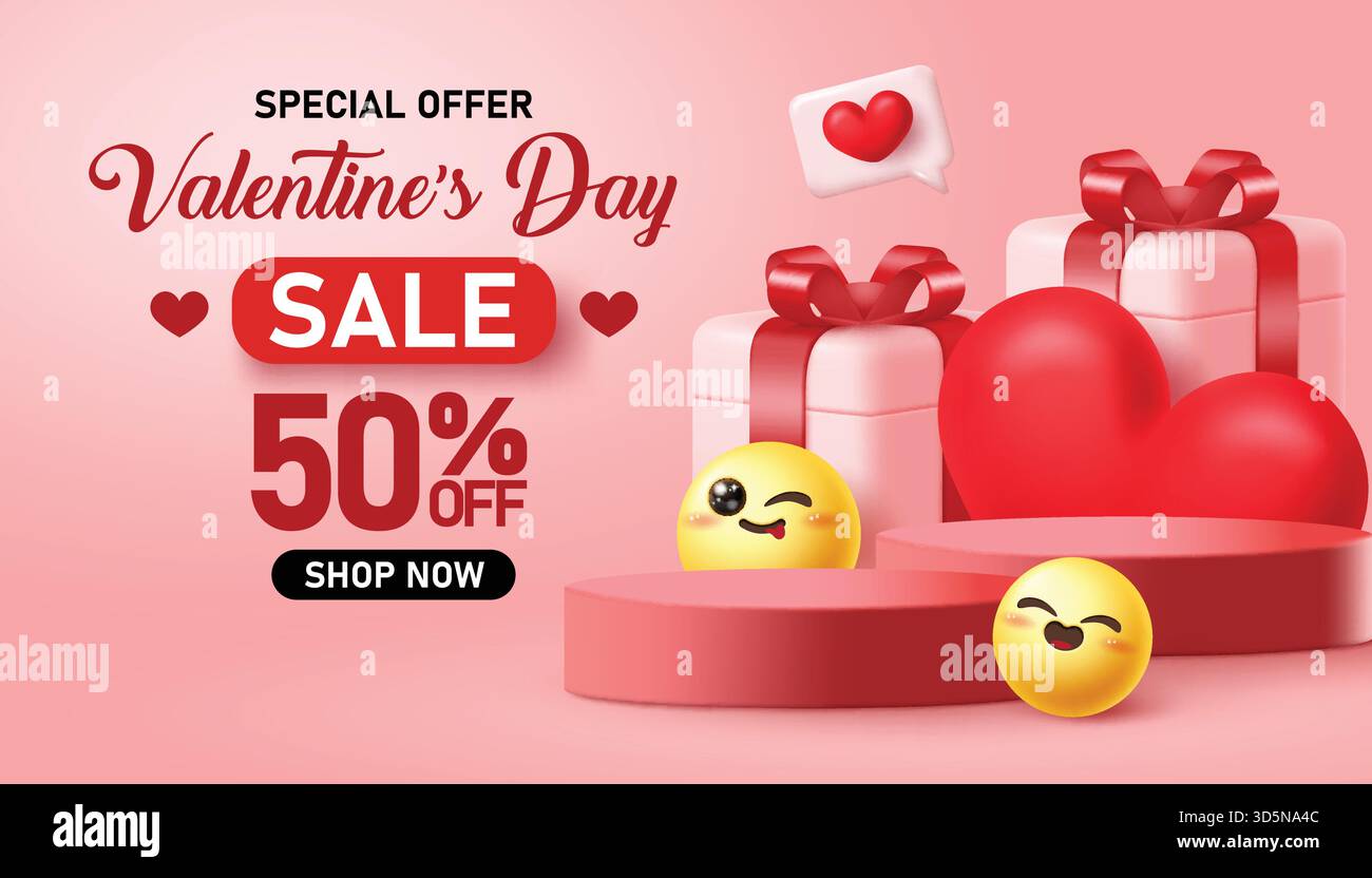 Valentine's day sale podium clipart banner design. Valentine's day ...