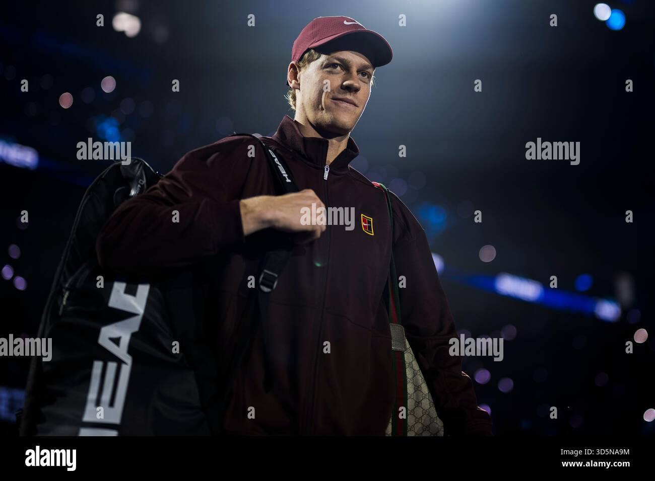 Jannik Sinner of Italy walks out prior to his final singles match ...