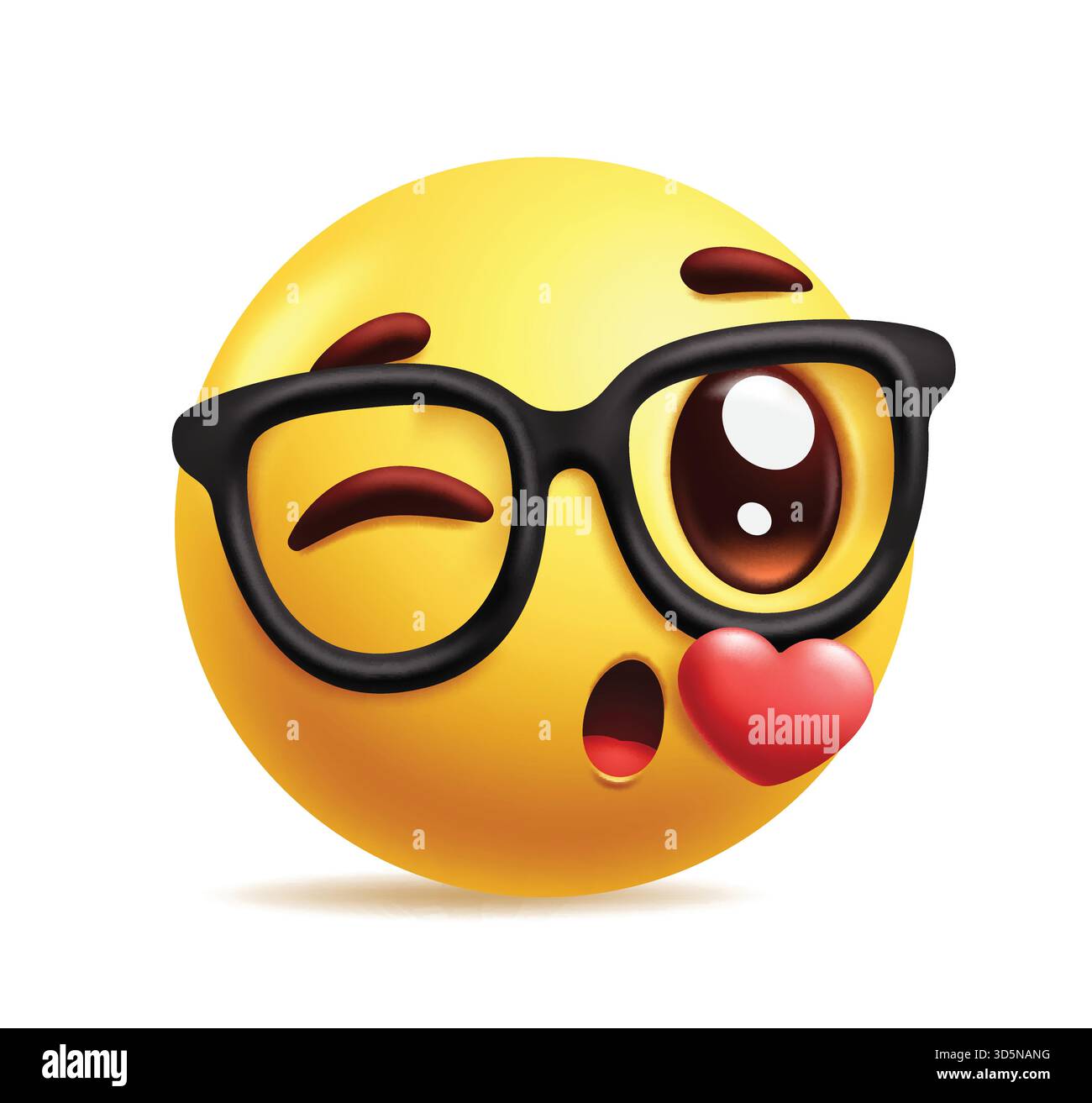 Emoji nerd and flying kiss emoticon character clipart. Yellow emoji ...