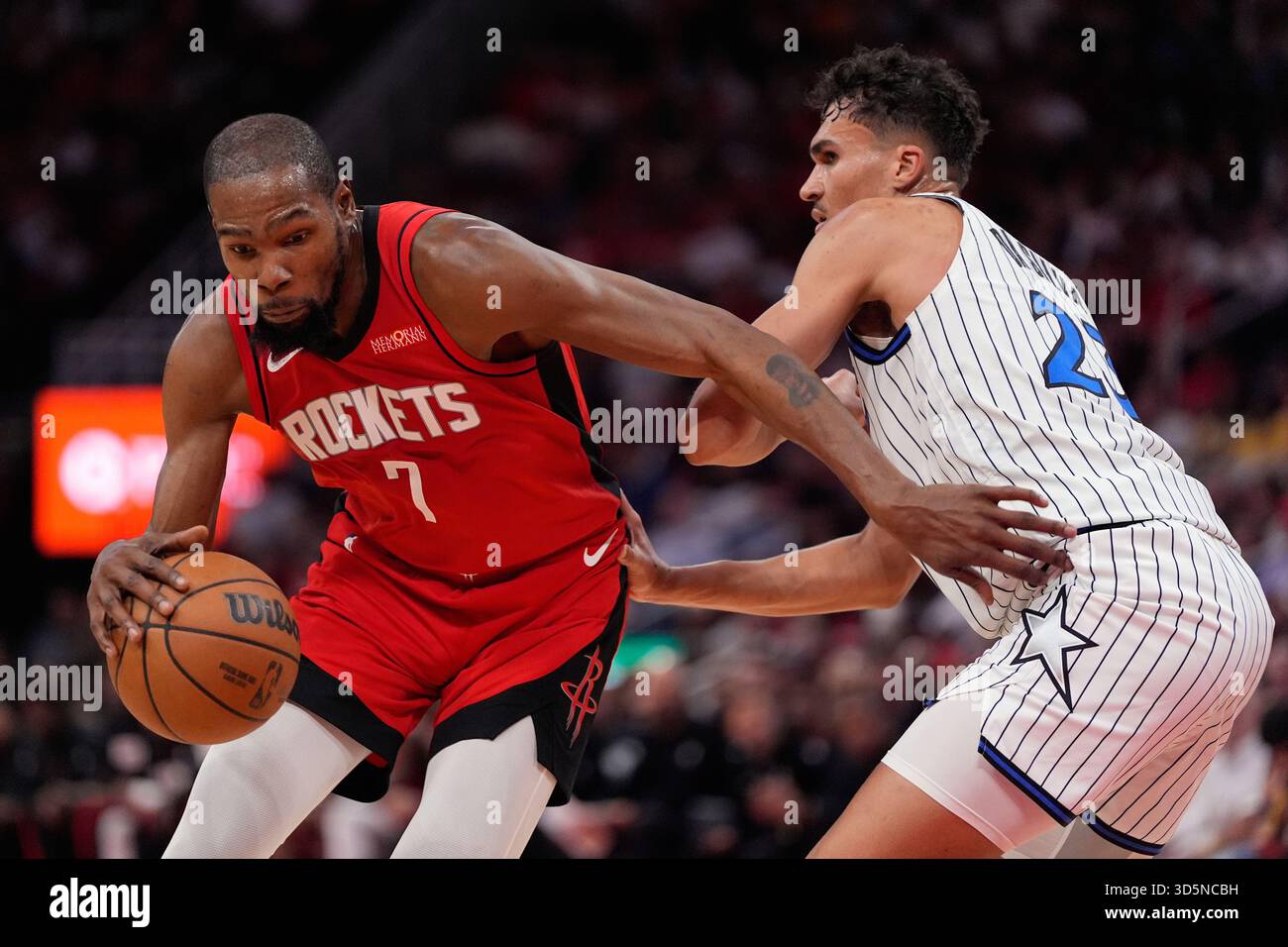 Orlando Magic forward Tristan da Silva (23) defends against Houston ...