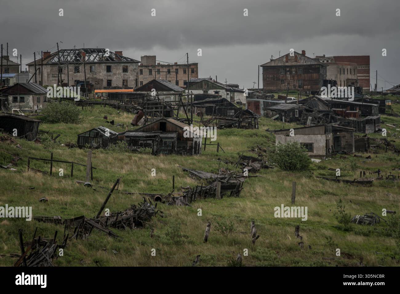 Ruins at Russian Far East, former military town and coal industry in ...