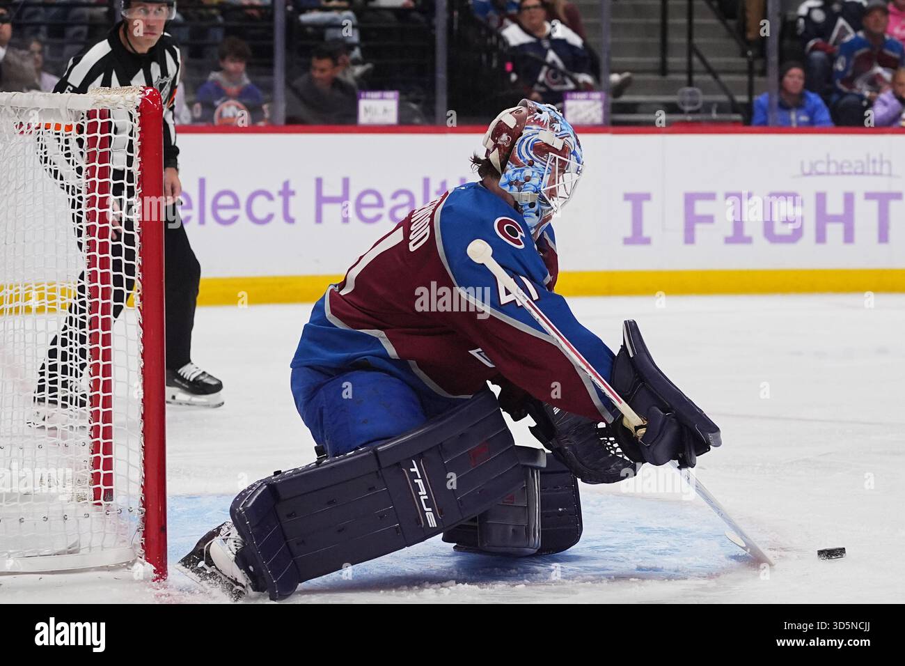 Colorado Avalanche goaltender Scott Wedgewood makes a stick save in the ...
