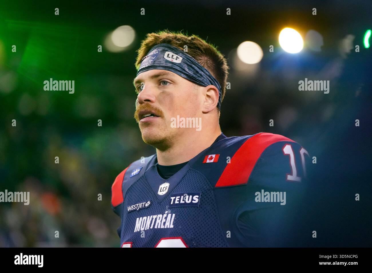 Montreal Alouettes quarterback Davis Alexander (10) reacts after his ...