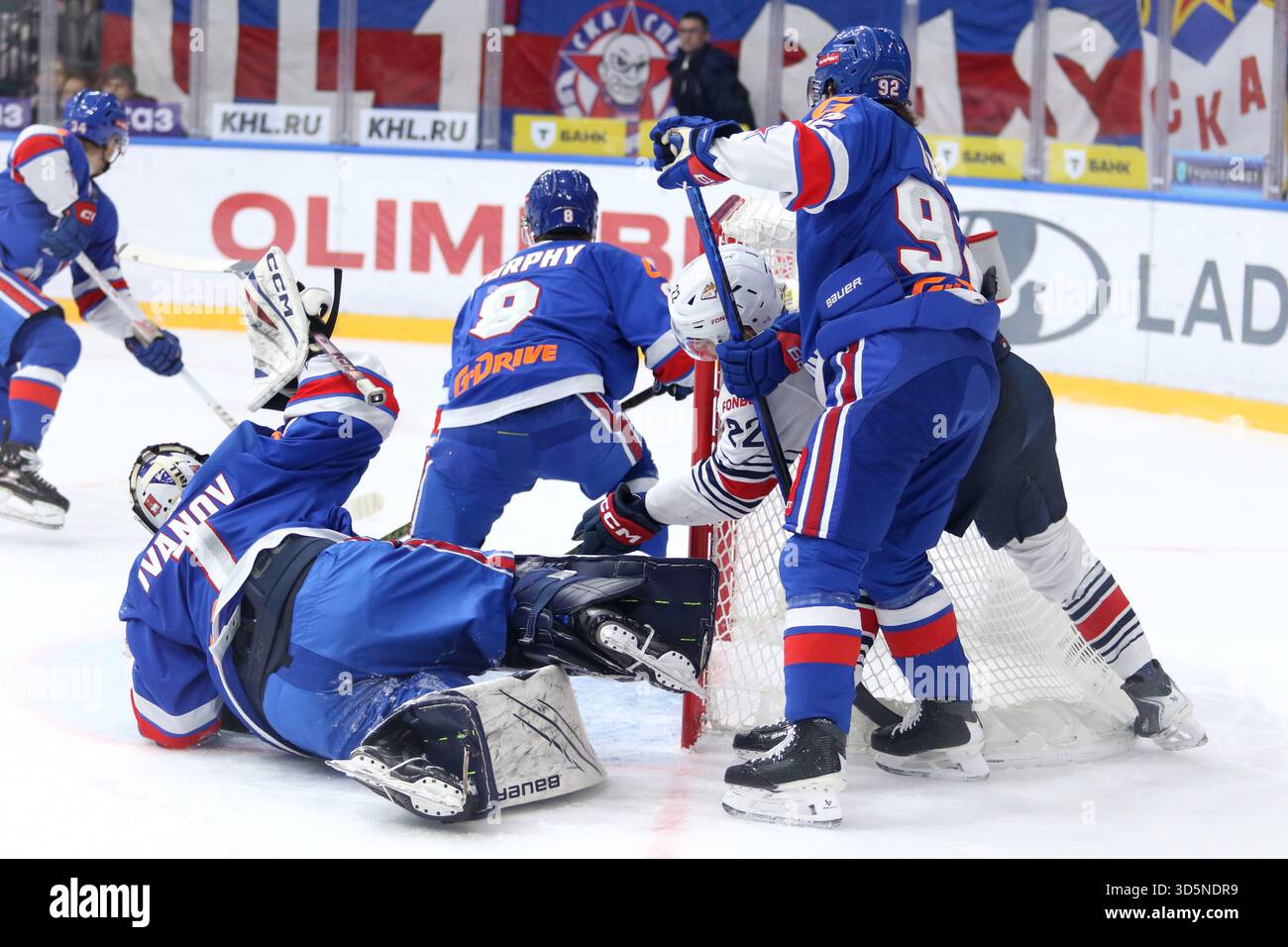Sergei Ivanov (1), Pierrick Dube (92) of SKA and Ruslan Iskhakov (22 ...