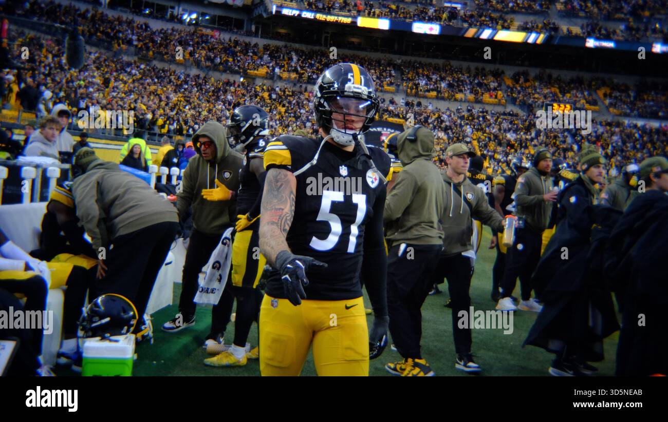 Nov 16, 2025: Nick Herbig #51 during the 2025 Steelers vs Bengals game ...