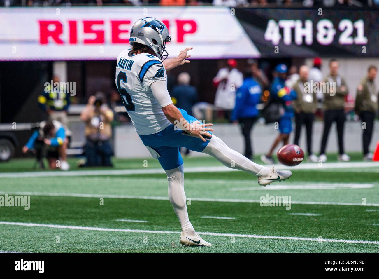 Carolina Panthers punter Sam Martin (6) punts during the first half of ...