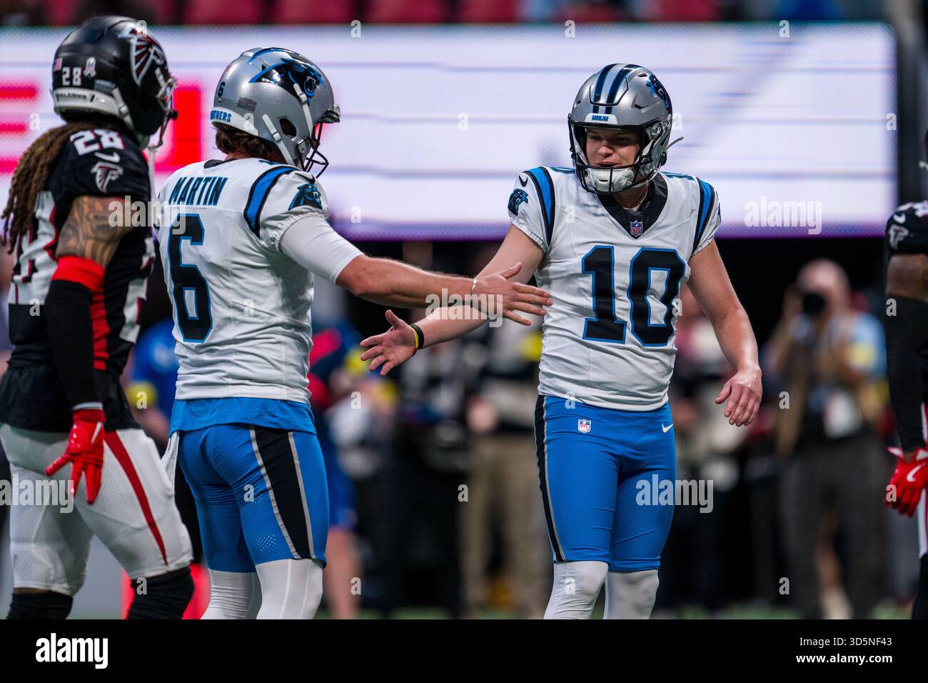 Carolina Panthers place kicker Ryan Fitzgerald (10) celebrates the game ...