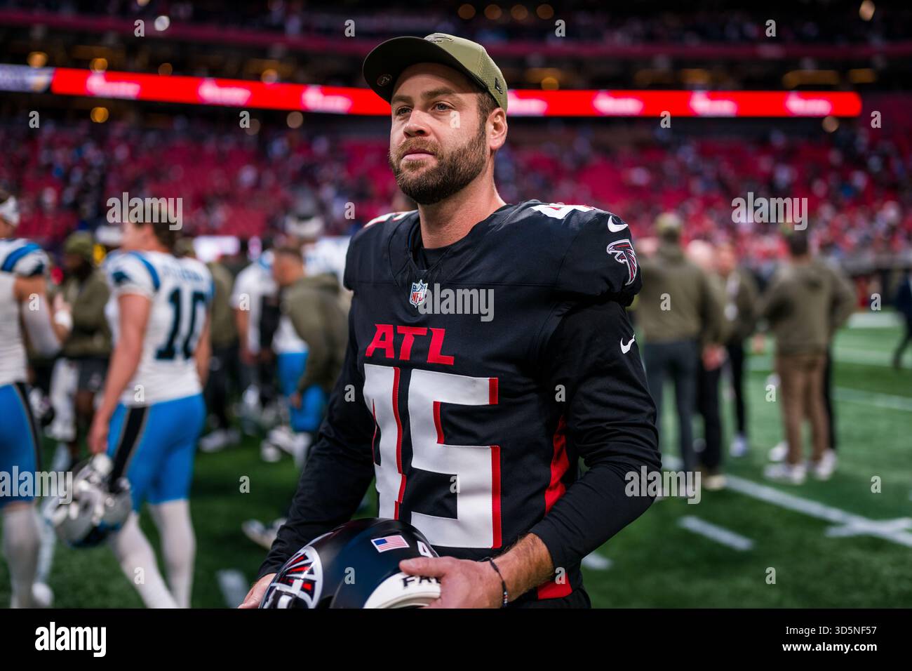 Atlanta Falcons place kicker Zane Gonzalez (45) walks off the field ...