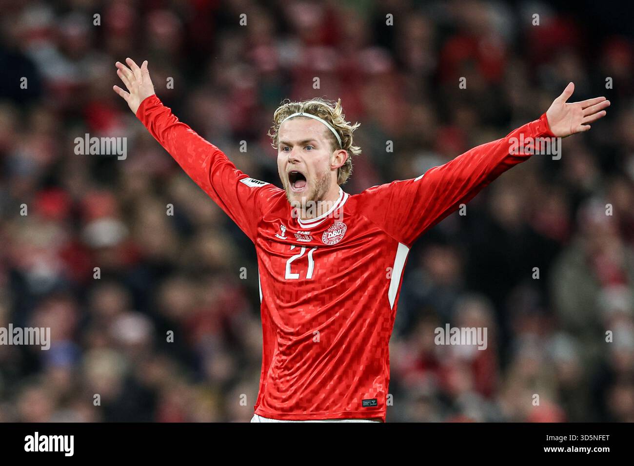 Morten Hjulmand of Denmark seen during the European World Cup ...