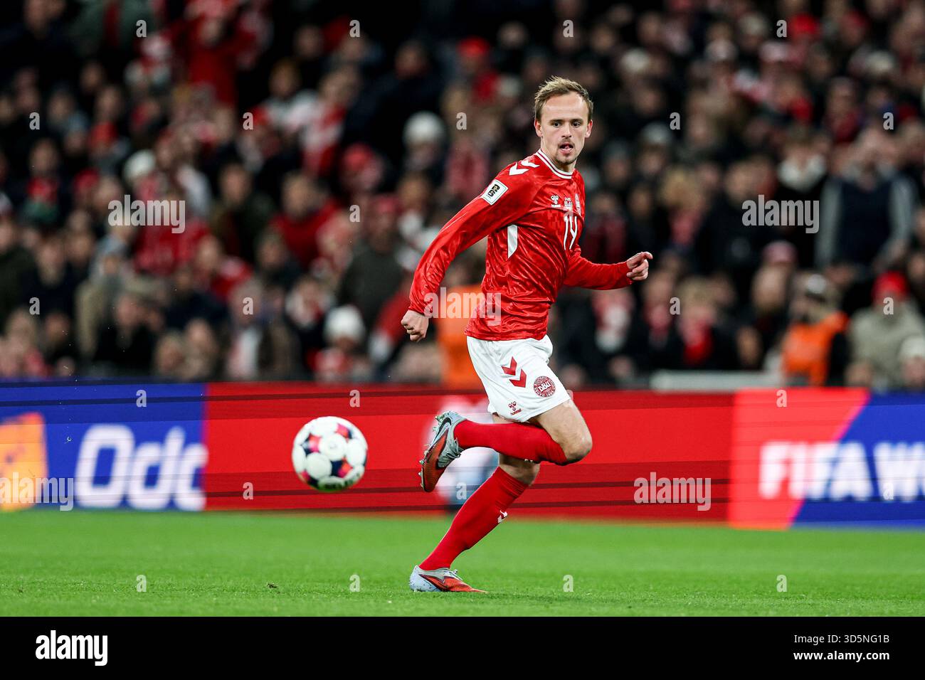 Mikkel Damsgaard of Denmark seen in action during the European World ...