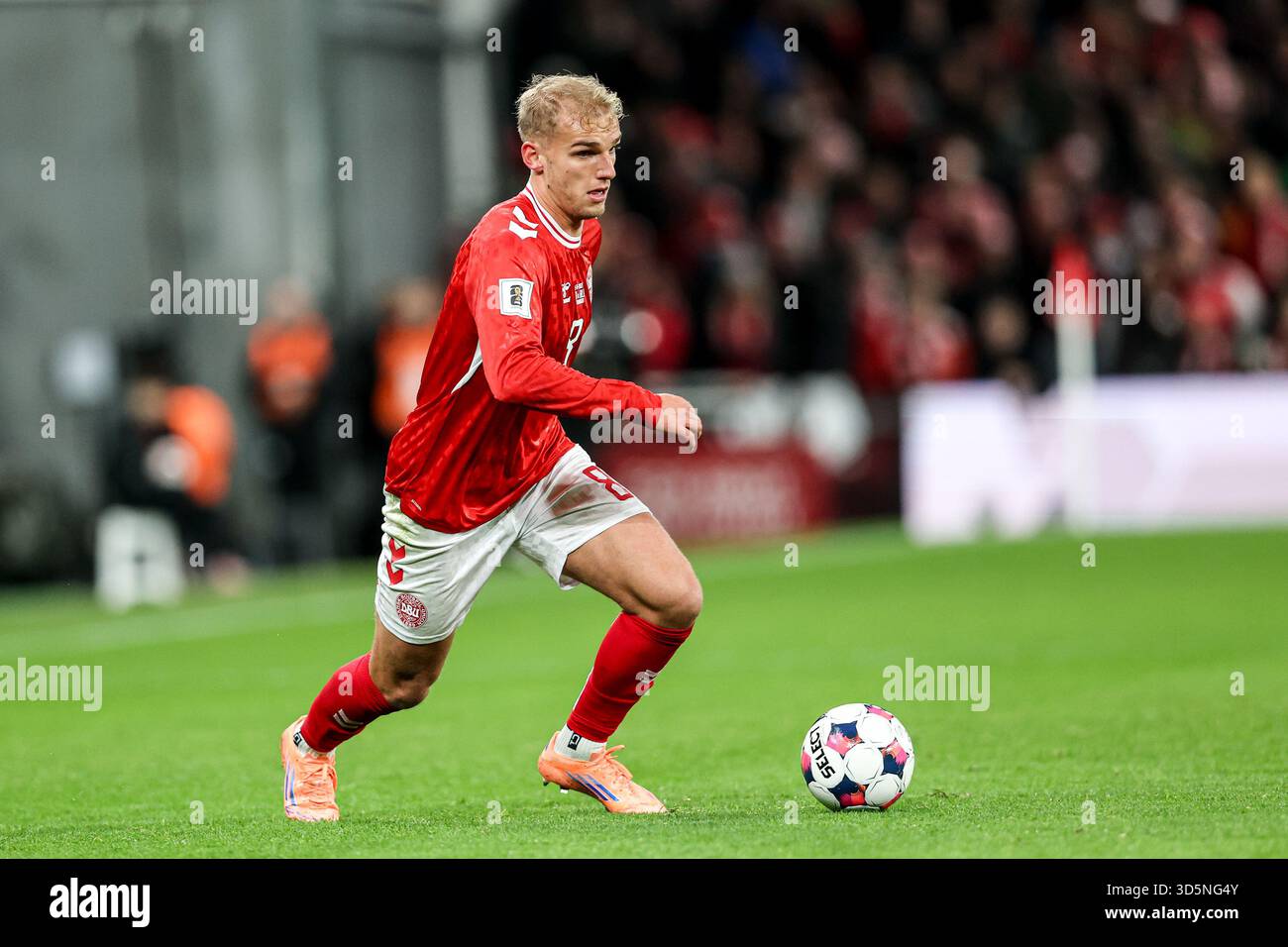 Gustav Isaksen of Denmark seen in action during the European World Cup ...
