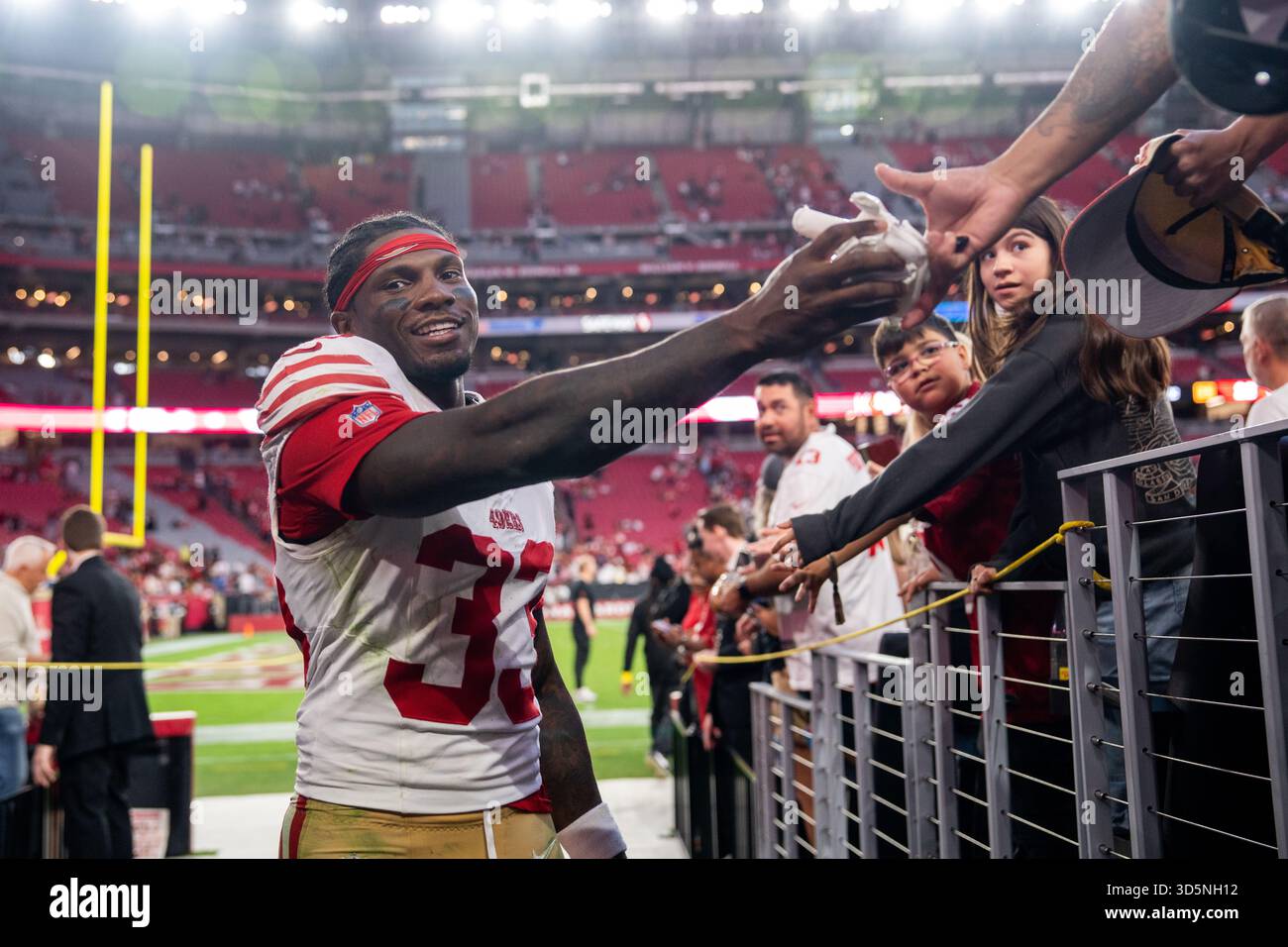 San Francisco 49ers defensive back Siran Neal (33) gives away his ...