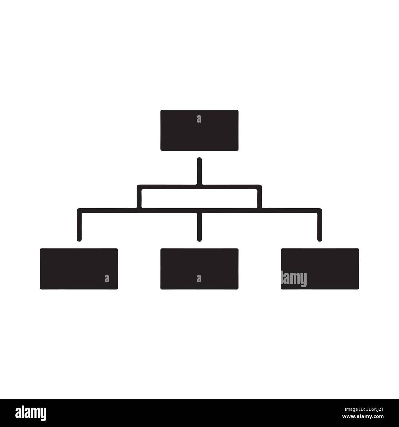 A minimalist, black and white icon representing a hierarchical ...