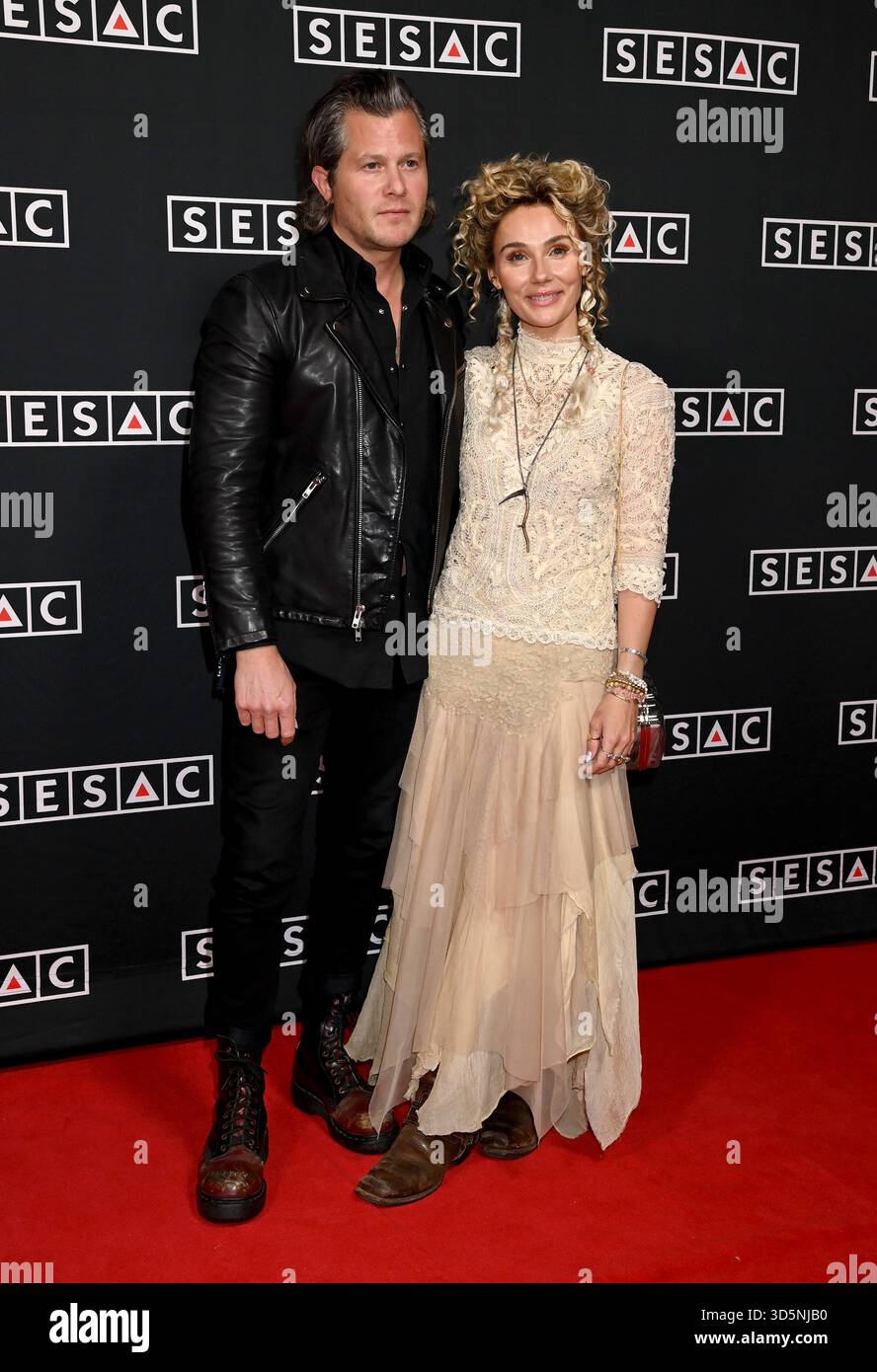 Brandon Robert Young and Clare Bowen arriving at the 2025 SESAC Nashville Music Awards held at ...