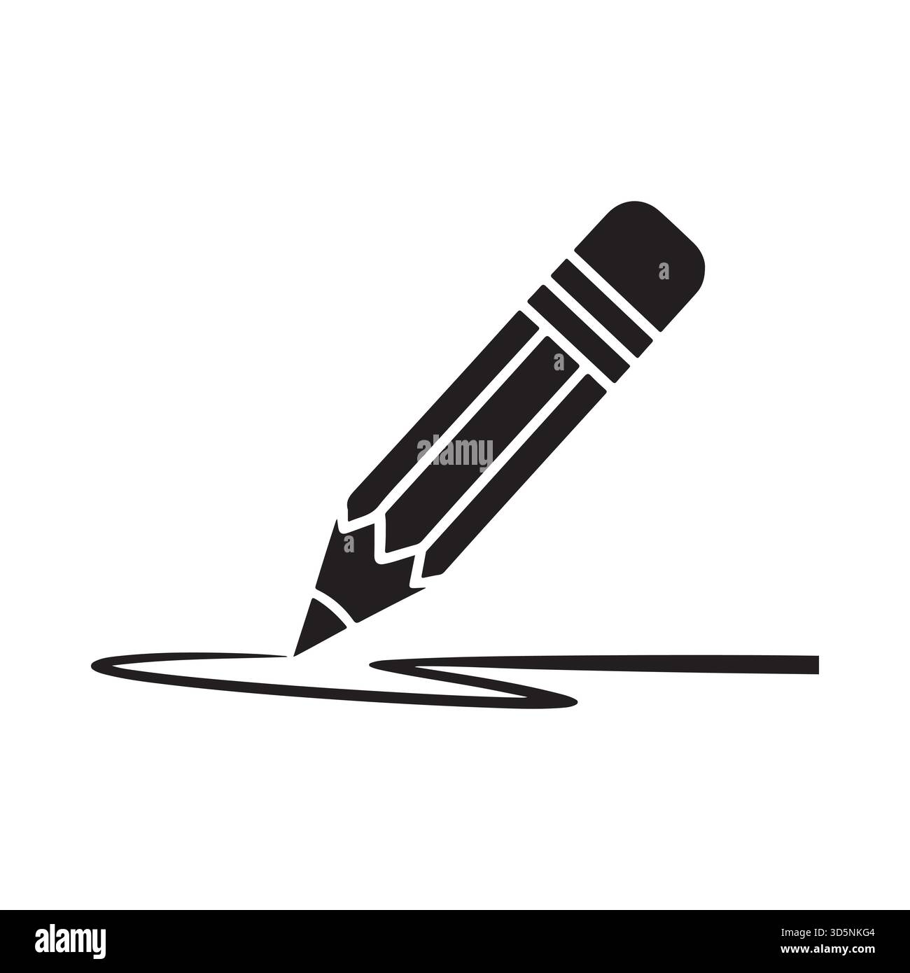 A simple black icon of a pencil drawing a line and a partial circle on ...
